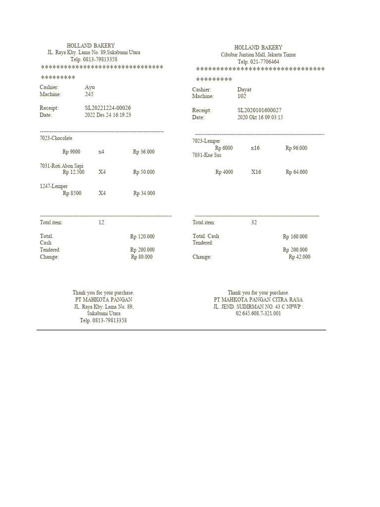 Nota Holland-Bakery JKTC (AutoRecovered) | PDF
