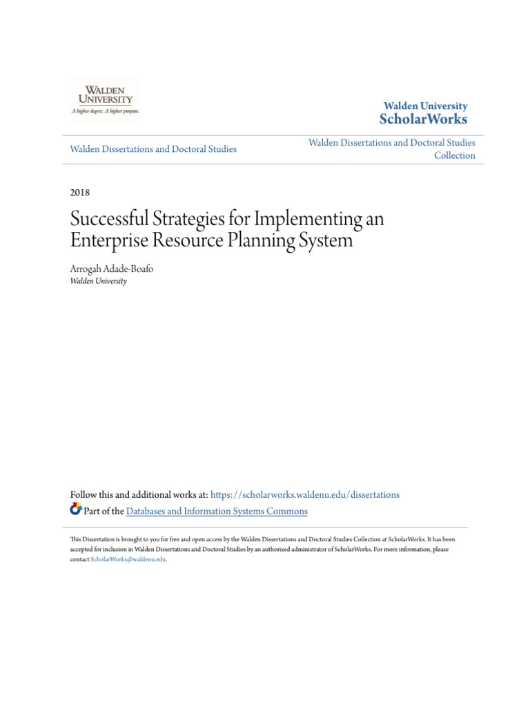Successful Strategies For Implementing An Enterprise Resource Pla | Download Free PDF ...