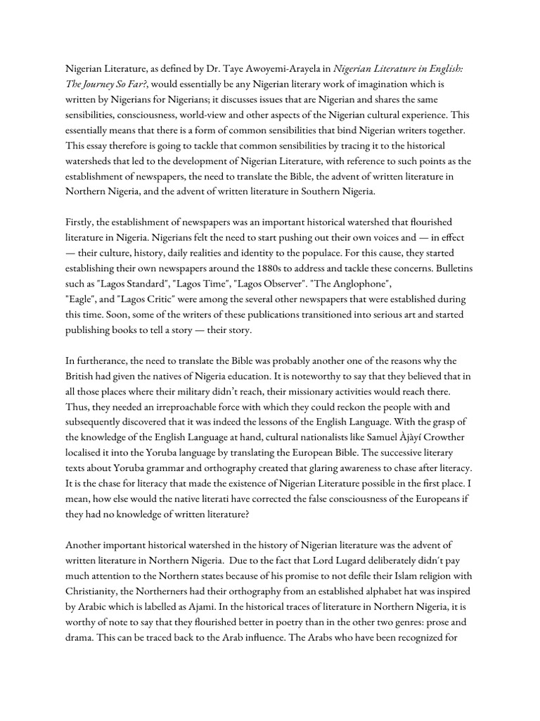 Nigerian Literature 2 | PDF | Nigeria