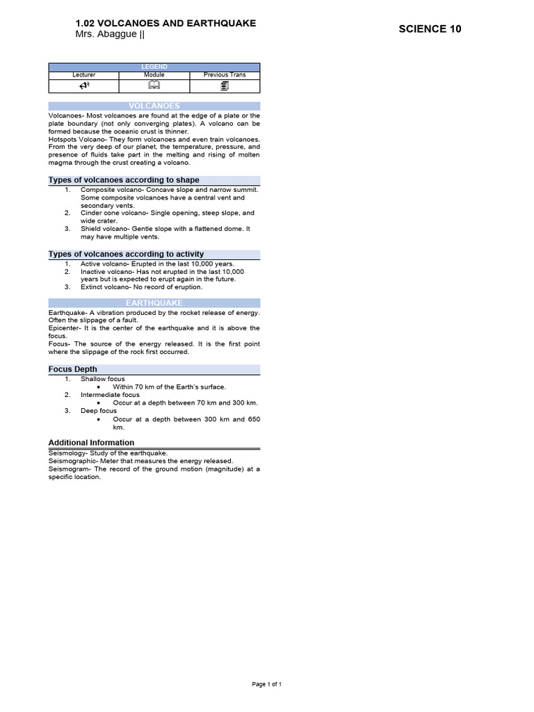 Science 1.02 Volcanoes and Earthquake | PDF