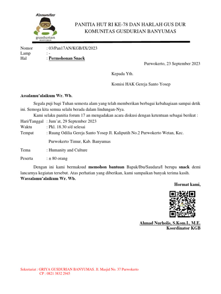 Permohonan Bantuan Snack | PDF