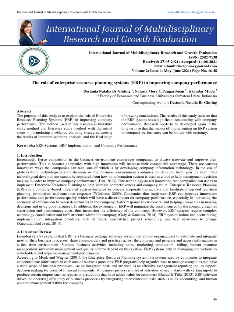 Role of ERP in Company | PDF | Enterprise Resource Planning | Business