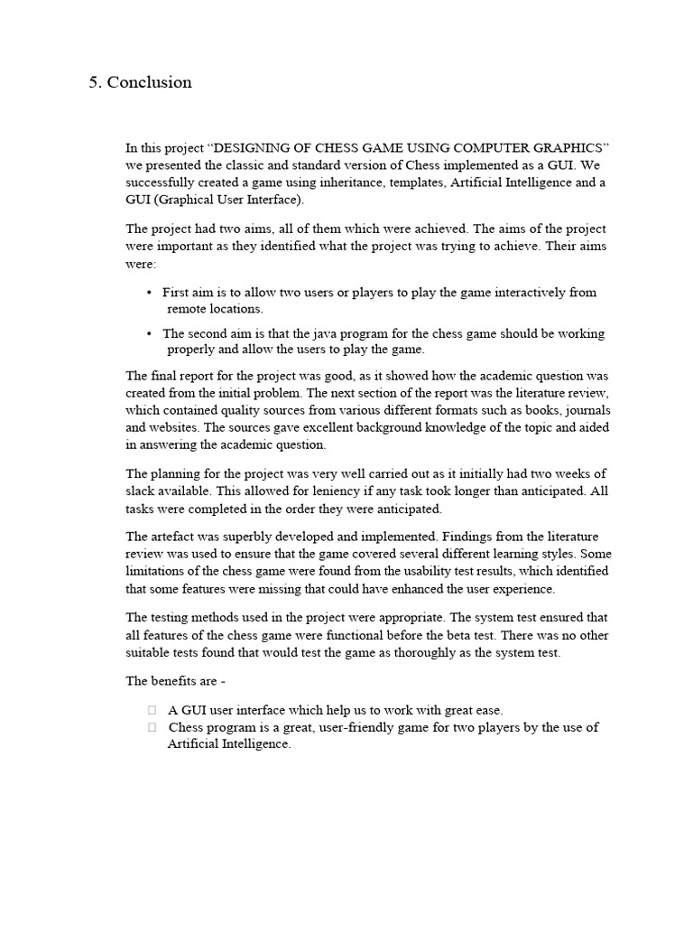 Major Project Report On Chess Game Using Computer Graphics | PDF ...
