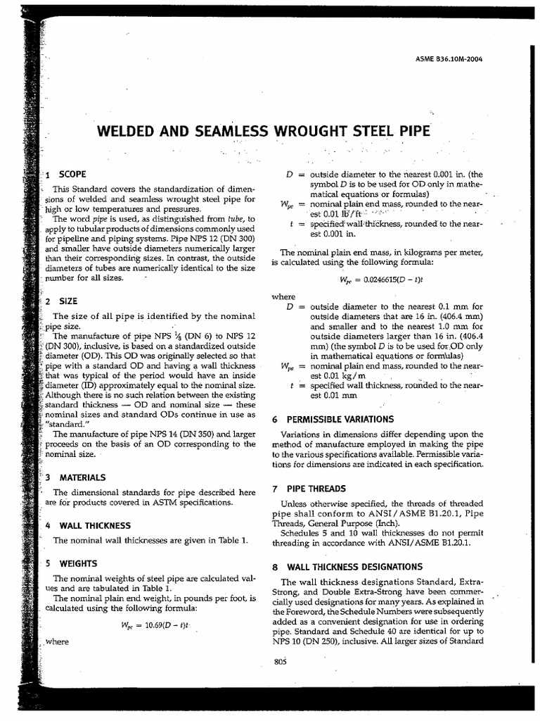 Asme B36.10M-2004 | PDF