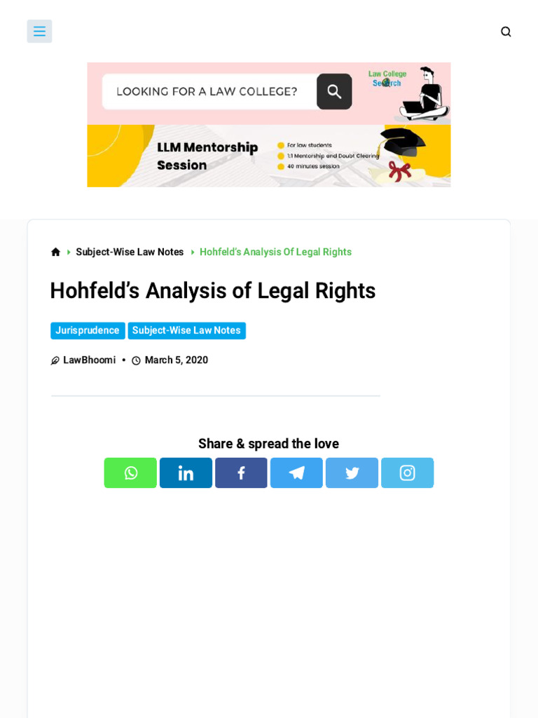 Hohfeld's Analysis of Legal Rights | PDF | Rights | Justice