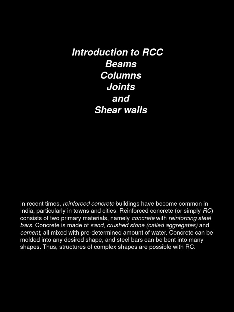 RCC Columns, Beams & Shear Wall | PDF | Beam (Structure) | Fracture