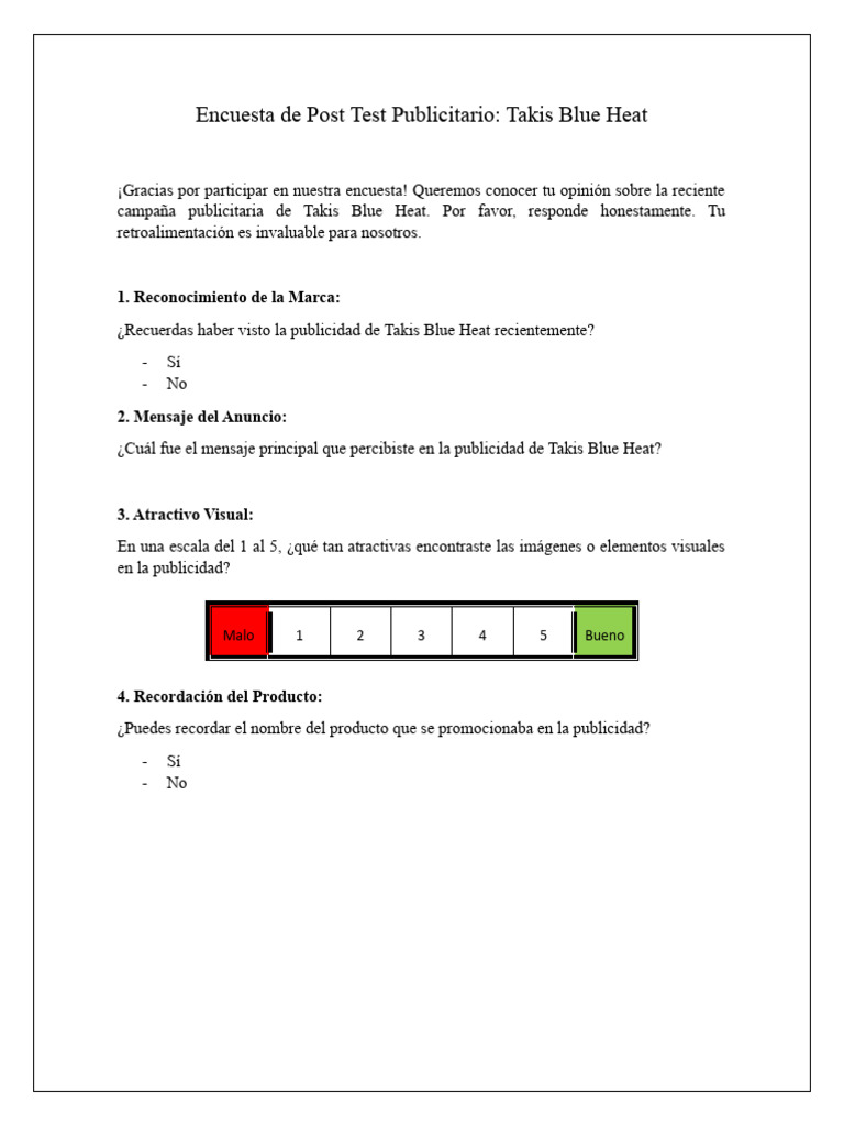 Encuesta de Post Test Publicitario | PDF