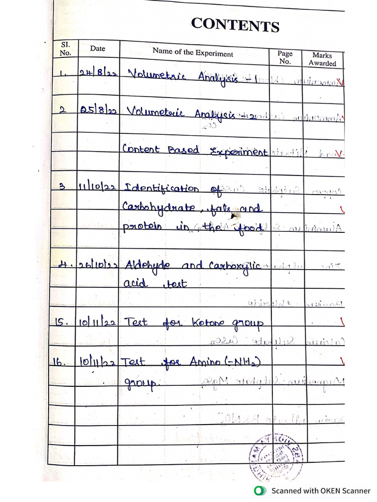 12th Chemistry Lab Sample Record | PDF