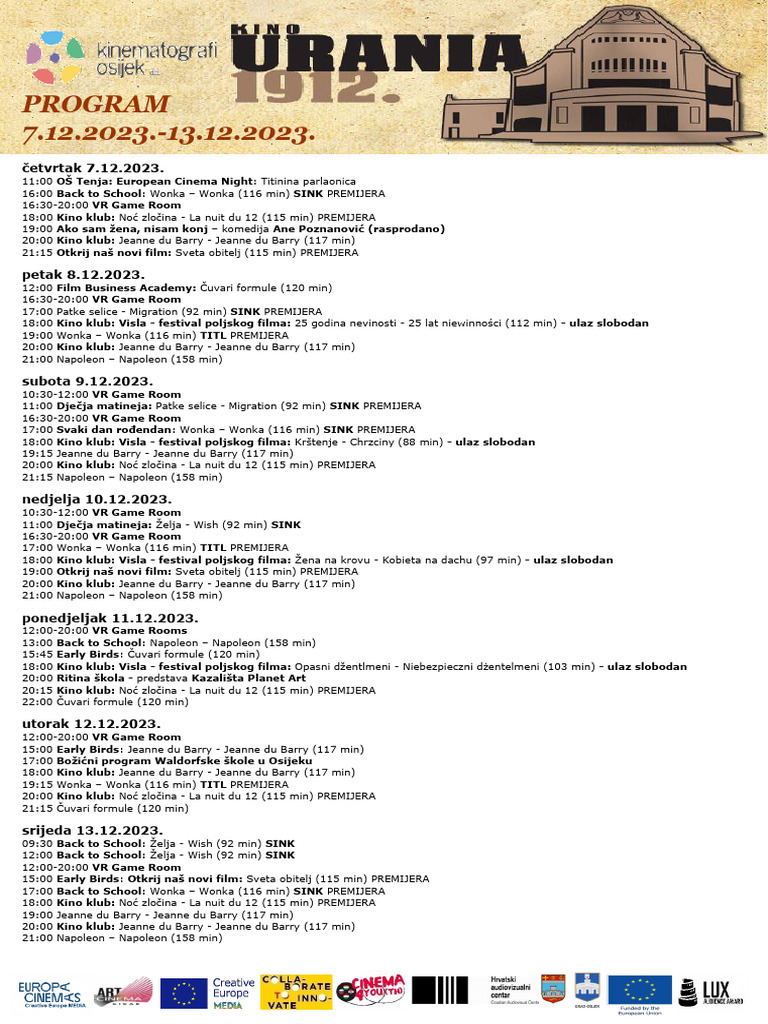 Program Kina Urania 7.12.-13.12.2023 | PDF