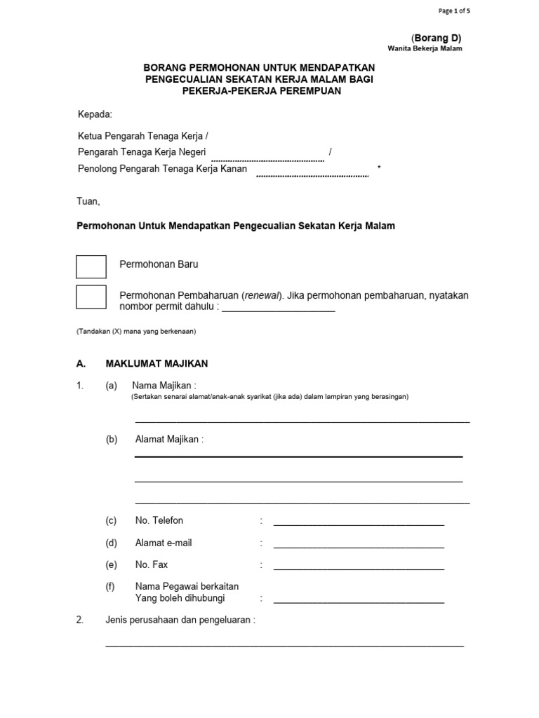 Pengecualian Kerja Malam Wanita | PDF