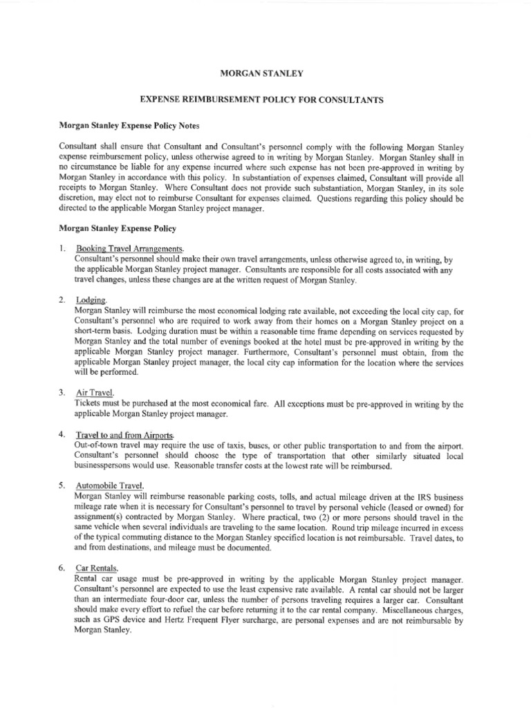 Expense Reimbursement Policy For Consutants | PDF