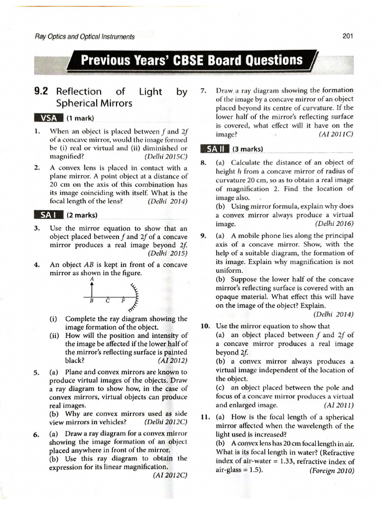 Ray Optics (Solved Papers) | PDF