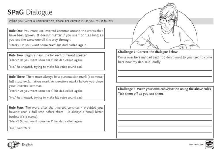 SPaG 1 Dialogue Worksheet | PDF