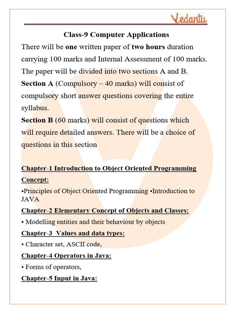 ICSE Class 9 Computer Applications Syllabus 2023-24 Examinations | PDF
