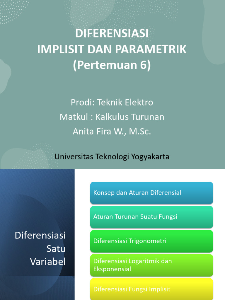 Diferensiasi Implisit Dan Parametrik | PDF | Metode & Bahan Ajar