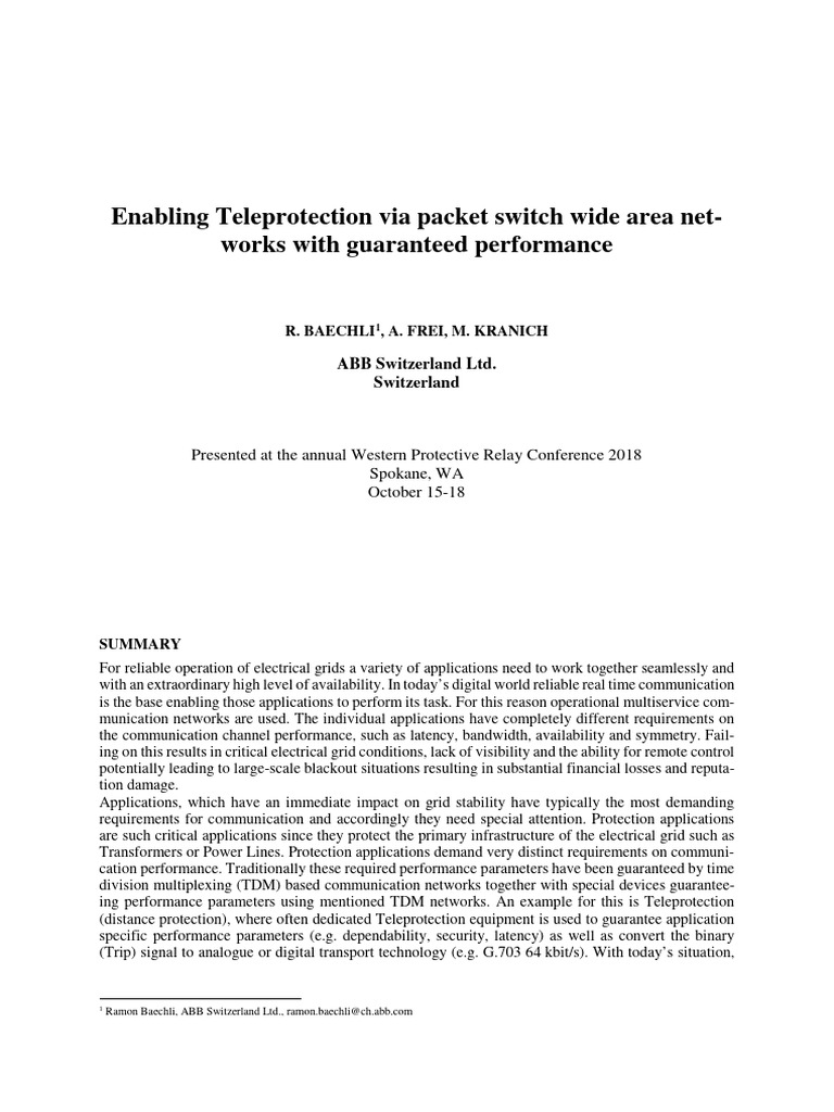 Enabling Teleprotection Via Packet Switched Networks | PDF | Computer ...