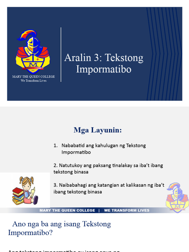 Aralin 3 Pagbasa at Pagsusuri NG Iba T Ibang Teksto Tungo Sa ...