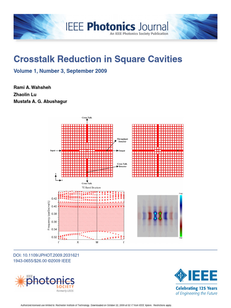 19 - 2009 - IEEE Photonics Journal - Cross Talk Reduction in Square ...