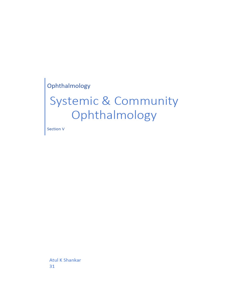 Ophthalmology - Systemic - Community Ophthalmology | PDF | Visual ...