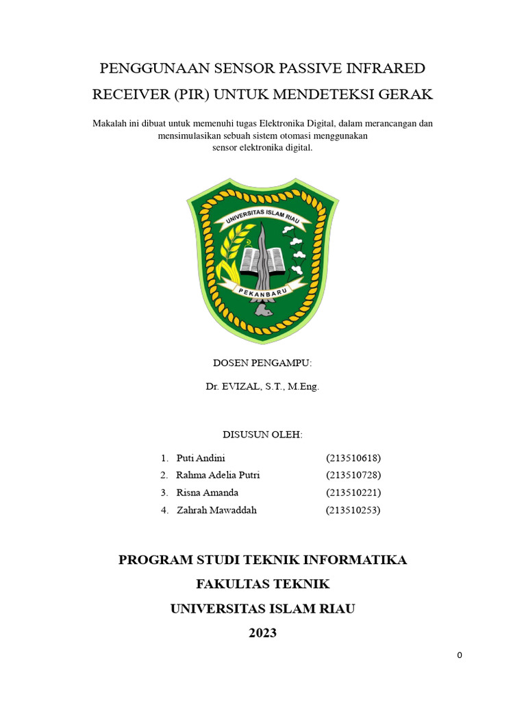 Penggunaan Sensor Passive Infrared Receiver (Pir) Untuk Mendeteksi ... Penggunaan Sensor Passive Infrared Receiver (Pir) Untuk Mendeteksi ...