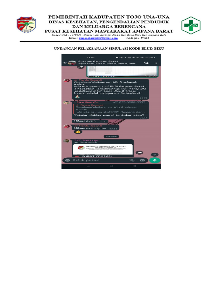 1.4.2.c Bukti Hasil Simulasi Kode Darurat | PDF