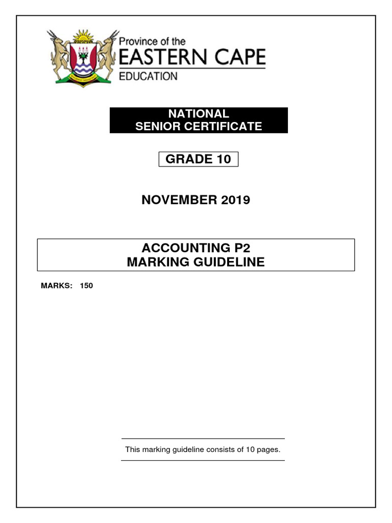 ACCOUNTING P2 MEMO GR10 NOV 2019 - English | PDF | Cost | Net Income ACCOUNTING P2 MEMO GR10 NOV 2019 - English | PDF | Cost | Net Income