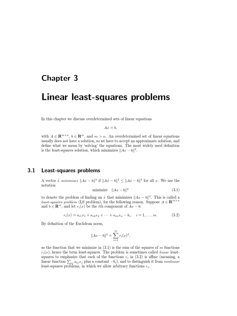 3.1 Least-Squares Problems | PDF | Least Squares | Matrix (Mathematics)