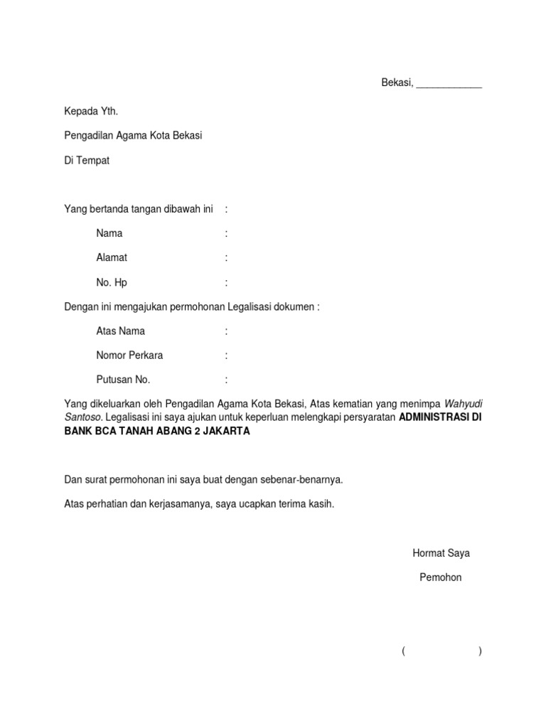 Surat Permohonan Legalisir Dokumen | PDF