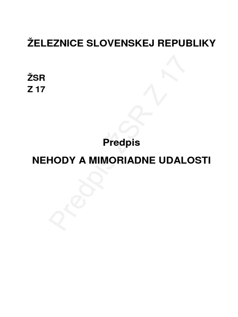 ZSR Z17 Nehody Mimoriadnosti | PDF