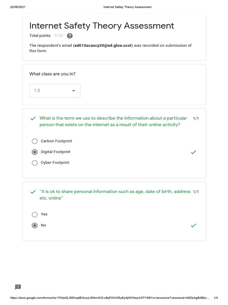 Internet Safety Theory Assessment | PDF | Phishing | Password