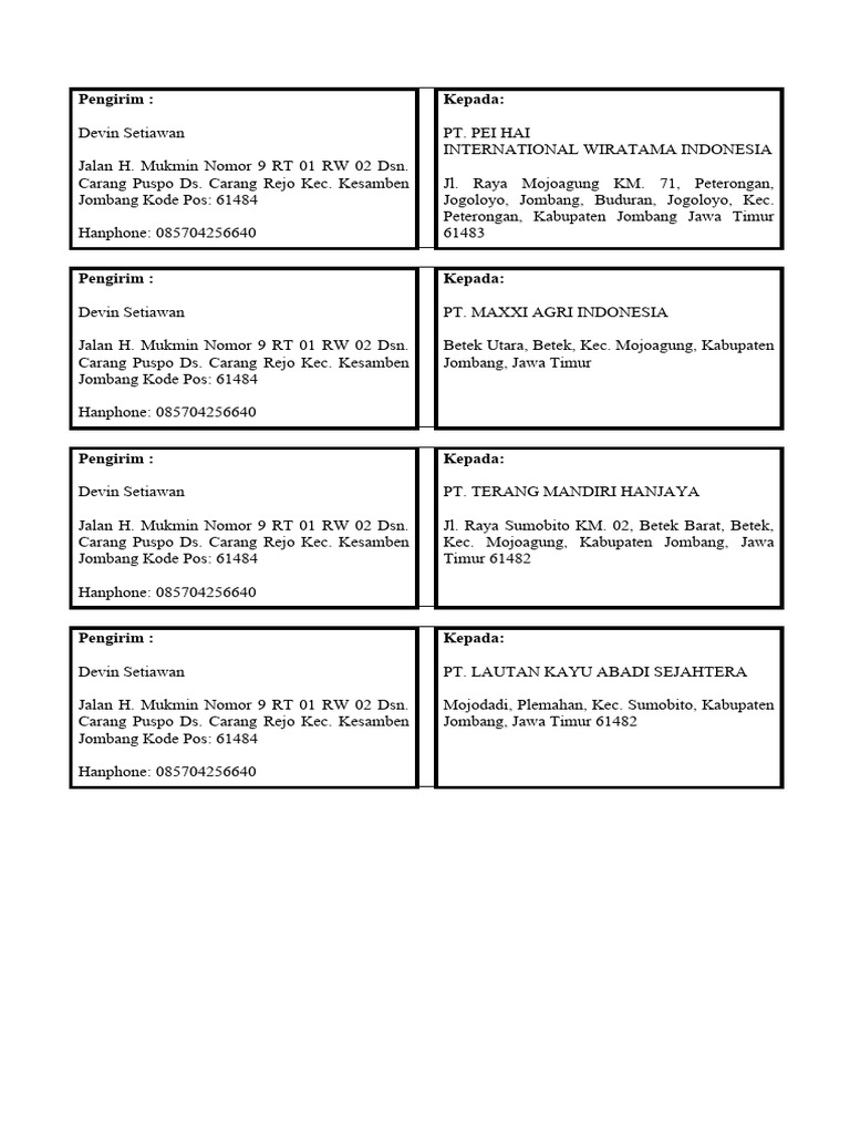 Alamat PT | PDF