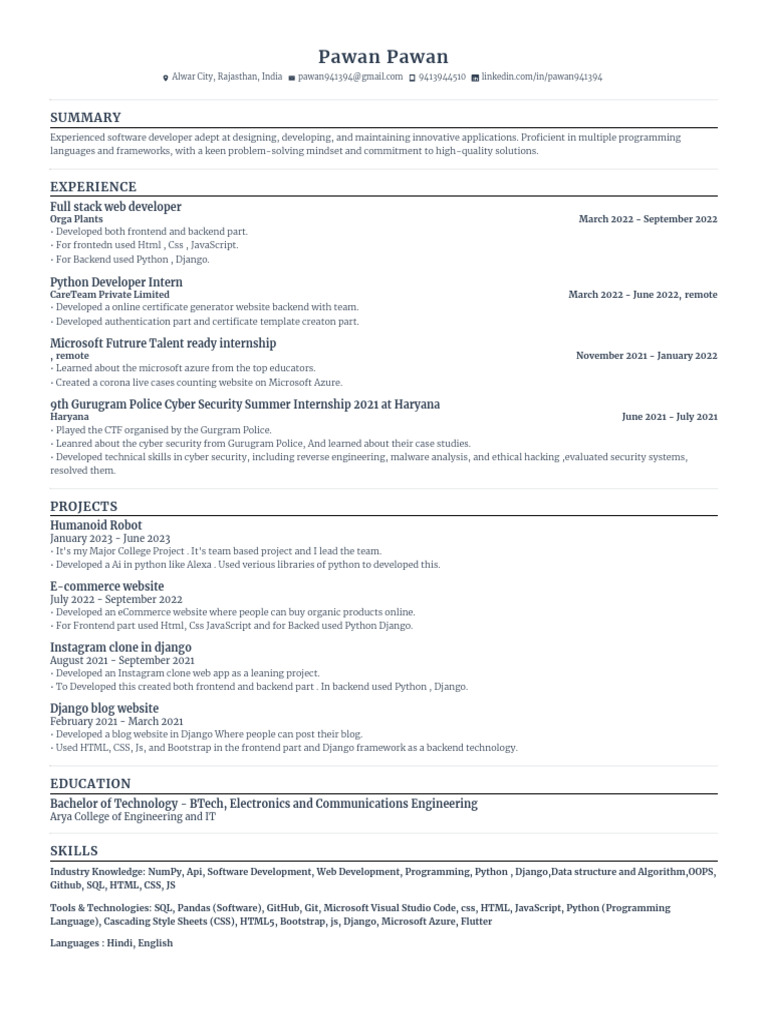 Pawan's Resume | PDF | Python (Programming Language) | Java Script Pawan's Resume | PDF | Python (Programming Language) | Java Script