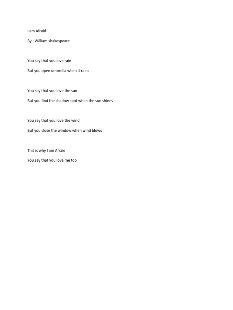 I Am Afraid: A Poem by Shakespeare | PDF | Art