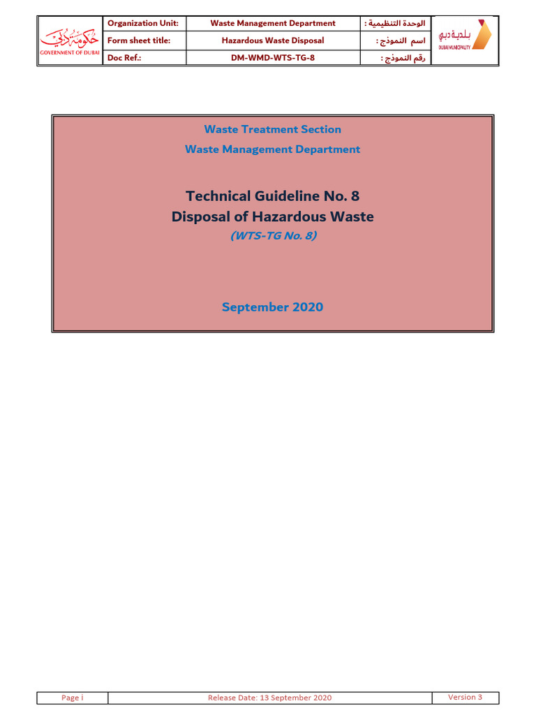 Dubai Hazardous Waste Guidelines 2023 | PDF | Waste | Waste Management