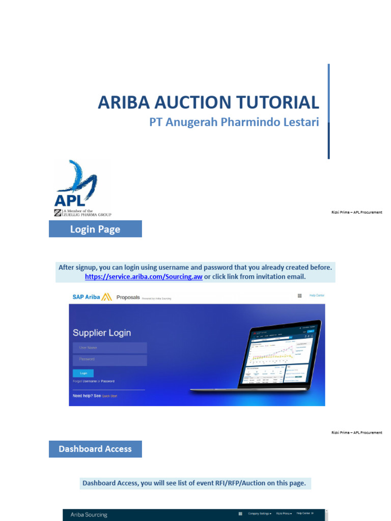ARIBA Auction Supplier Tutorial - PT Anugerah Pharmindo Lestari Rev1 ...