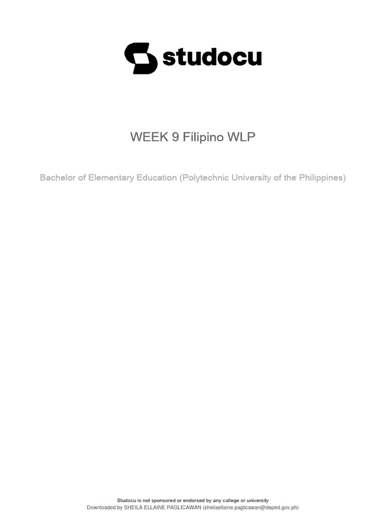 Week 9 Filipino WLP | PDF