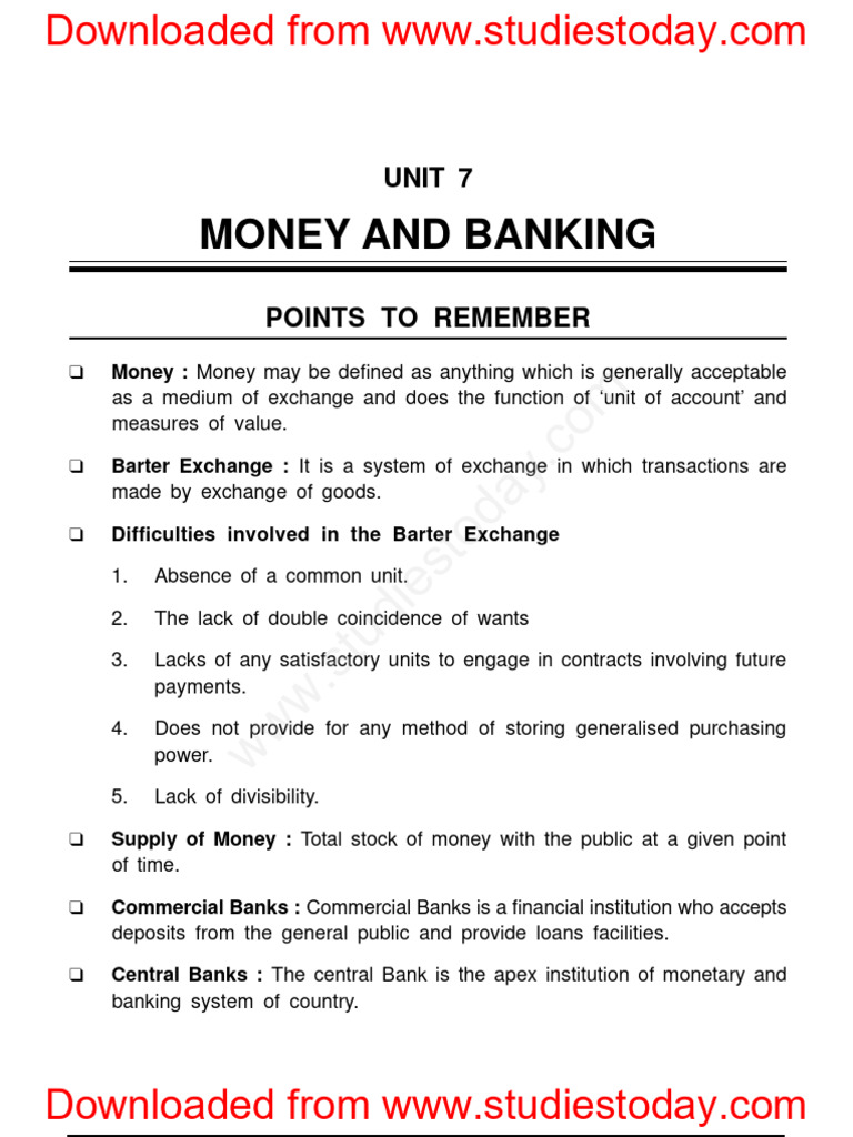 Money and Banking Overview for Students | PDF | Money | Money Supply