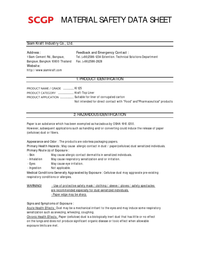 Msds Ki125 en | PDF | Allergy | Paper