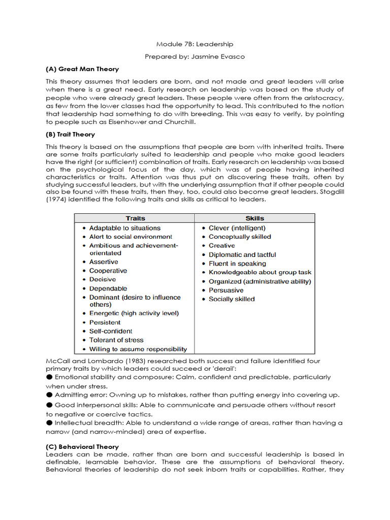 Module 7B Leadership | PDF | Leadership | Psychology