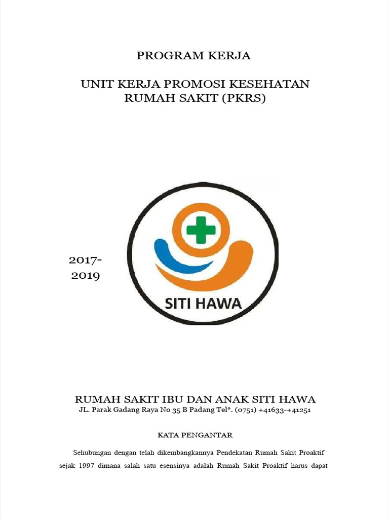PDF Program Kerja Unit Kerja Promosi Kesehatan Rumah Sakit Pkrs | PDF