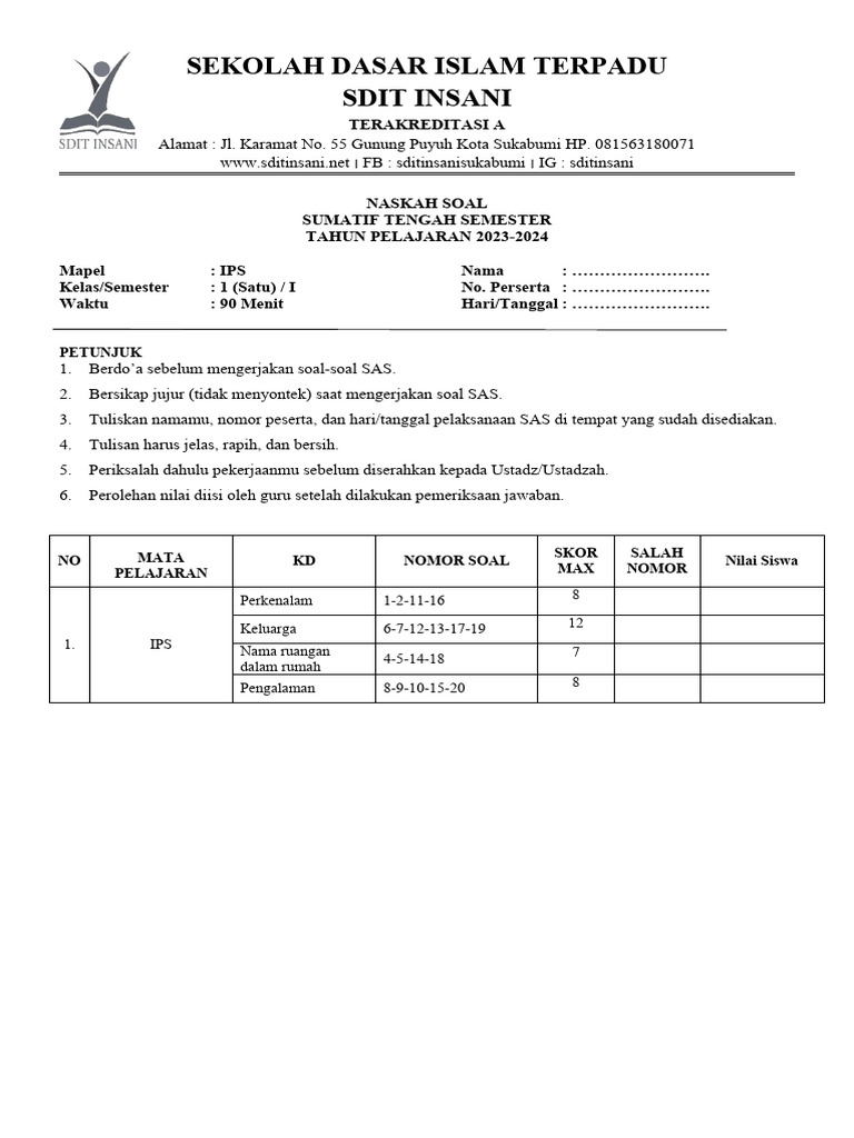 Naskah Soal Sas Ips Revisi1 | PDF