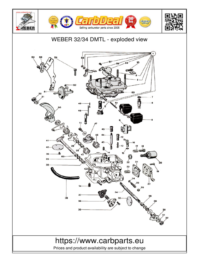 Weber 32-34 DMTL Usd | PDF | Equipment | Mechanical Engineering