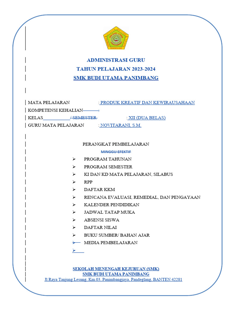 Cover Administrasi Guru Pdf