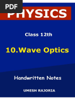 Wave Optics Notes For Class 12 | PDF | Art | Science & Mathematics