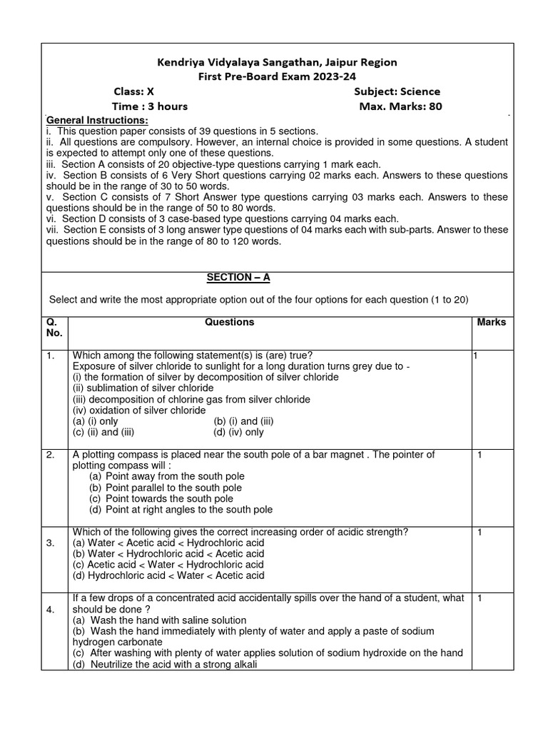 Science X QP Set C | PDF | Chemistry | Physical Sciences Science X QP Set C | PDF | Chemistry | Physical Sciences