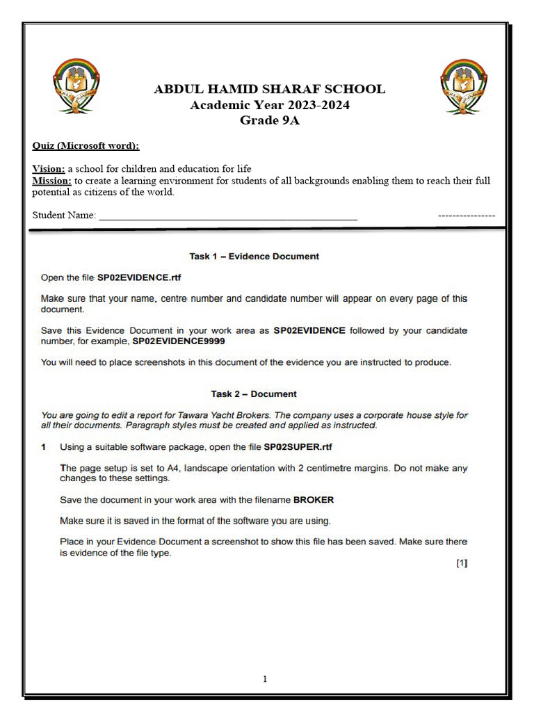 Grade 9A Quiz2 | PDF