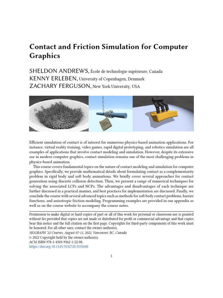 SIGGRAPH22 Friction Contact Notes | PDF | Force | Kinematics