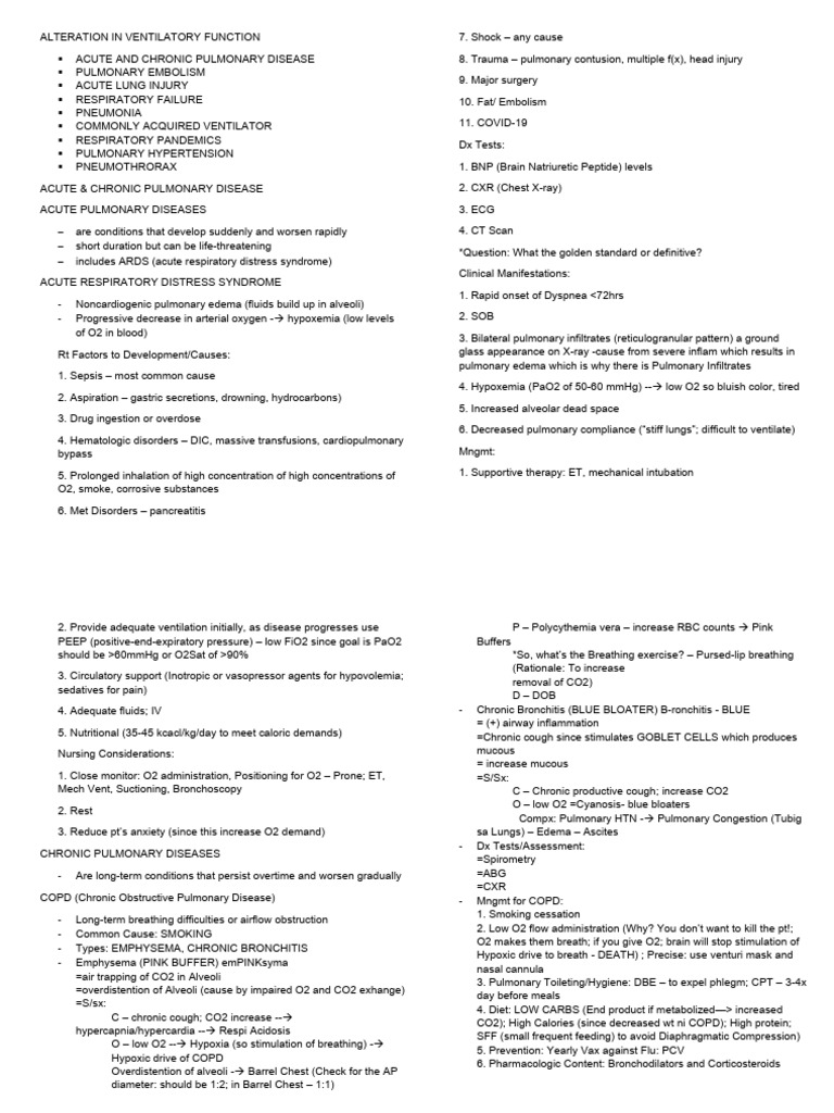 Alteration in Ventilatory Function | PDF | Respiratory Diseases ...