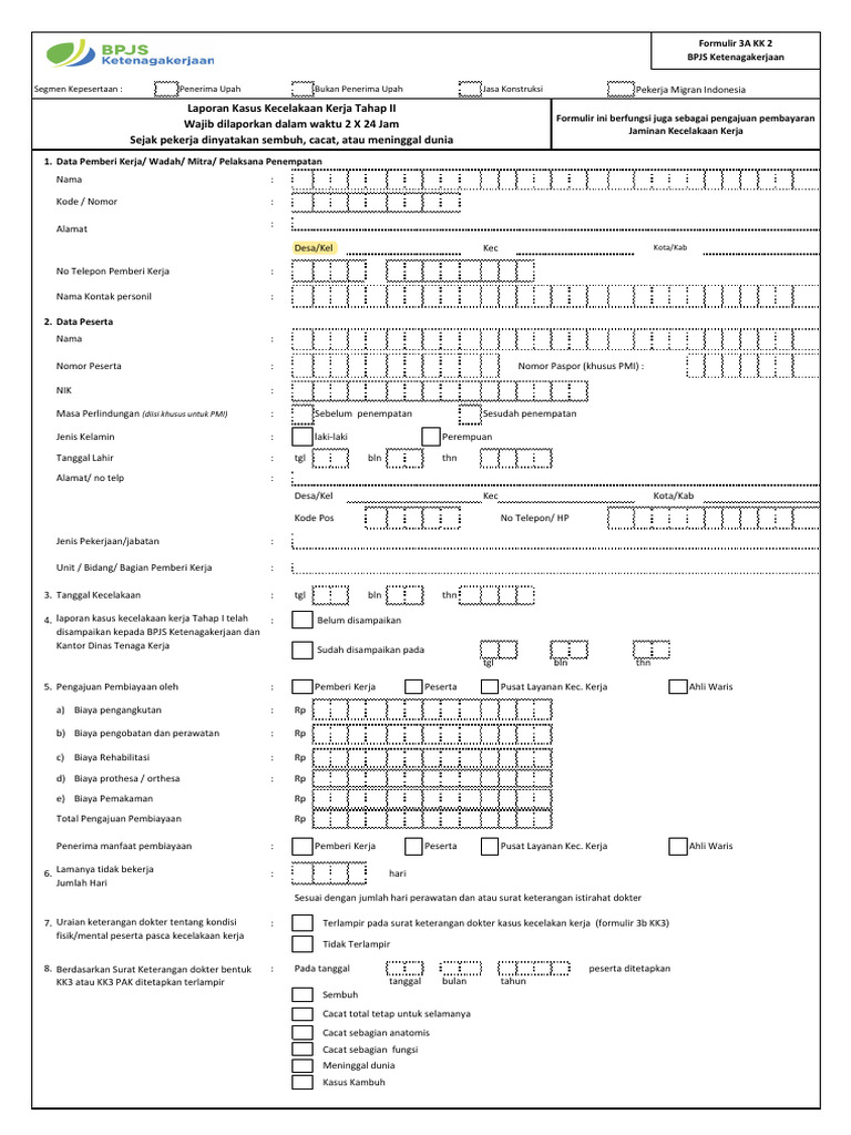 Formulir Kecelakaan Tahap Ii | PDF