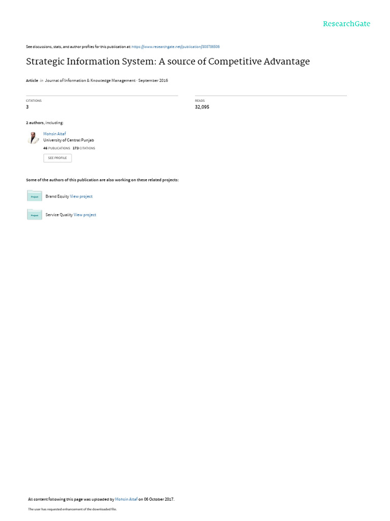 Strategic Information System: A Source of Competitive Advantage | PDF ...